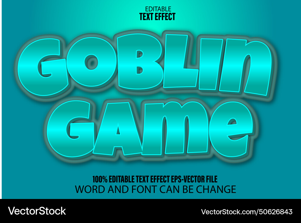 Goblin game editable text effect modern style Vector Image