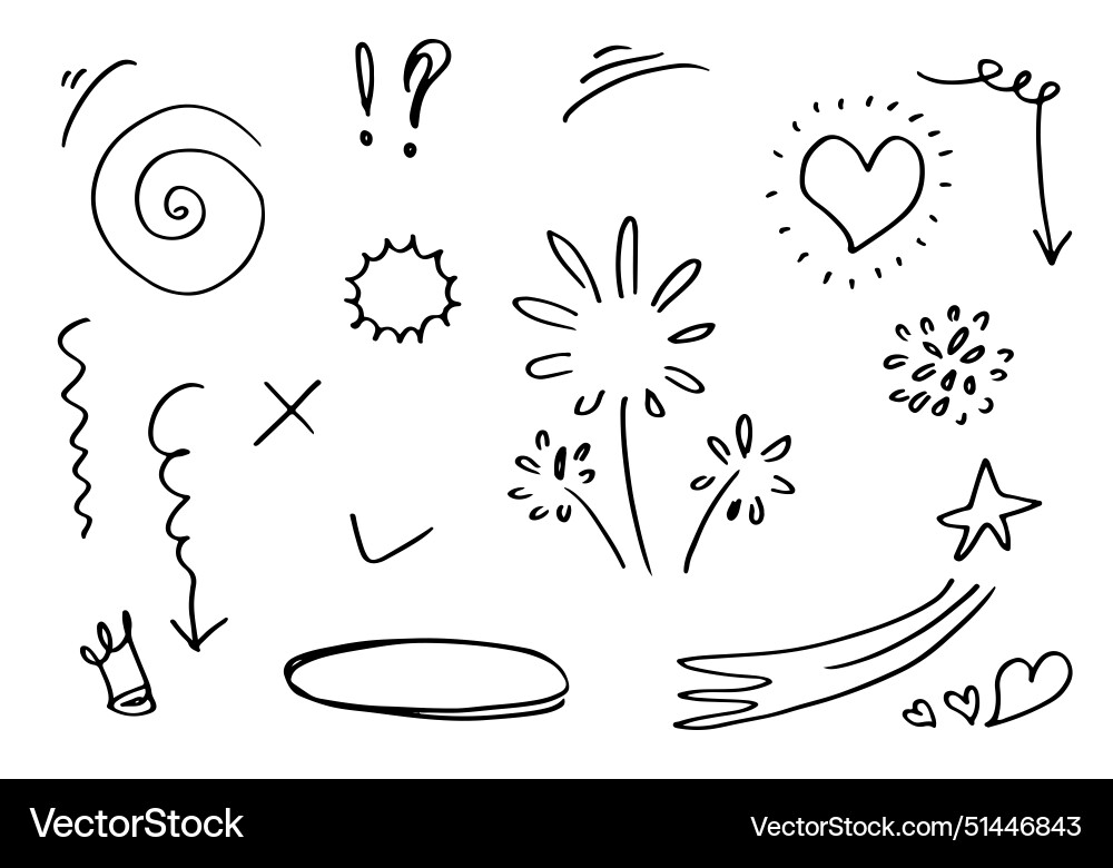 Hand drawn arrow heart love star leaf Royalty Free Vector