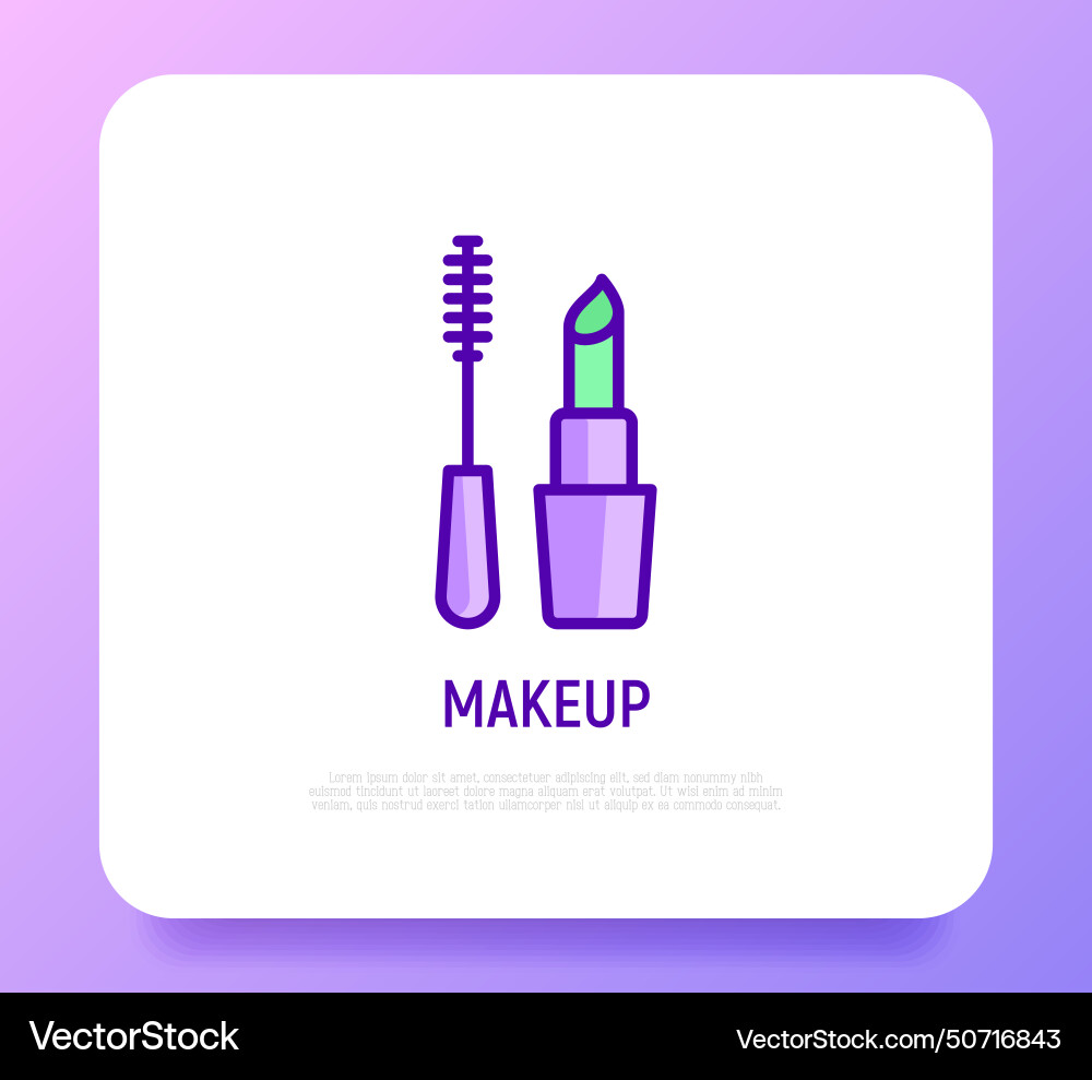 Makeup thin line icon mascara and lipstick logo Vector Image
