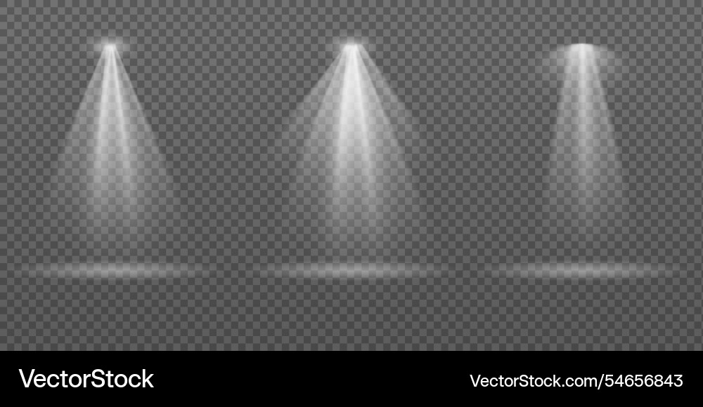 Set of white spotlight light effect Royalty Free Vector