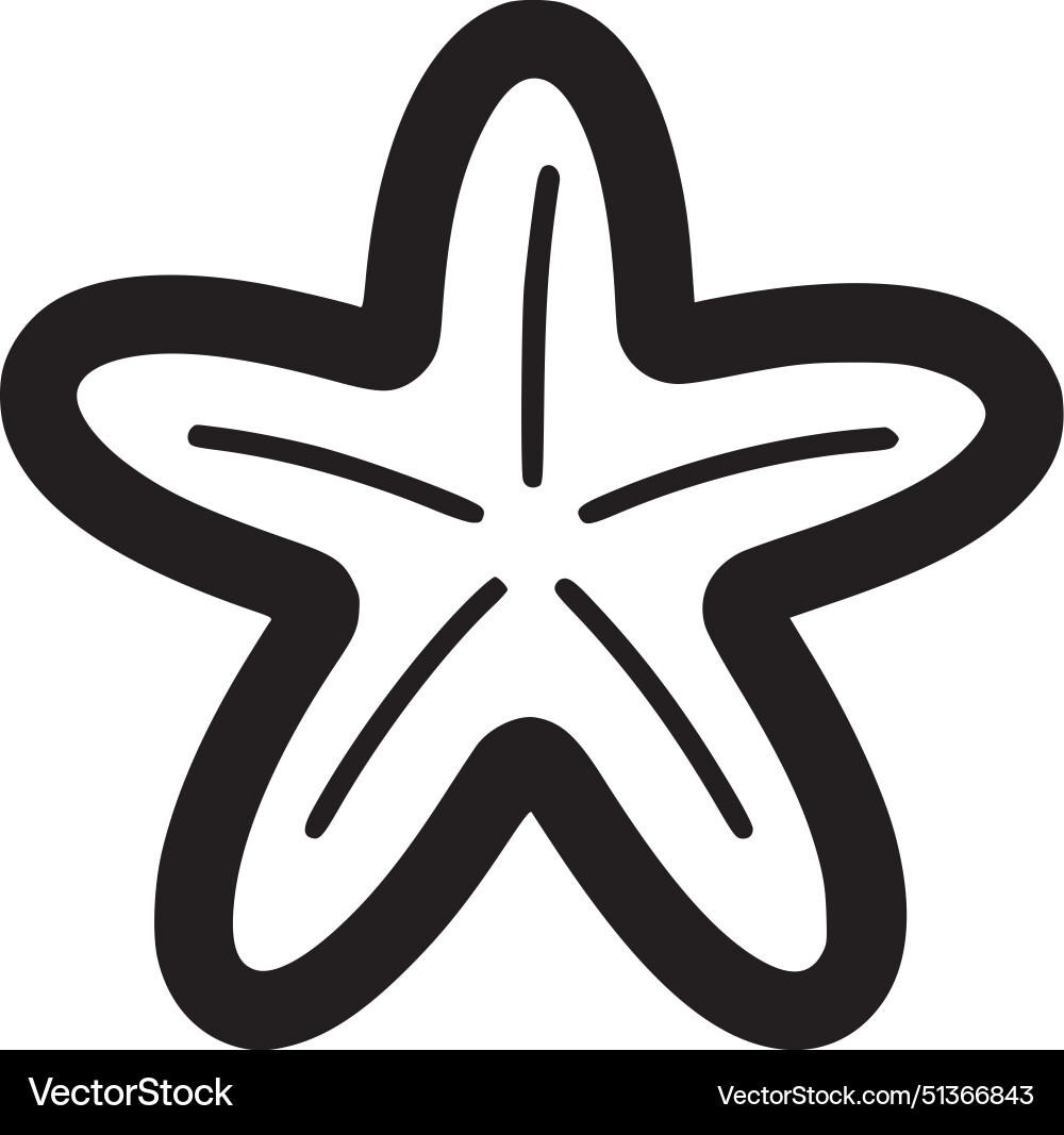 Starfish - black and white Royalty Free Vector Image