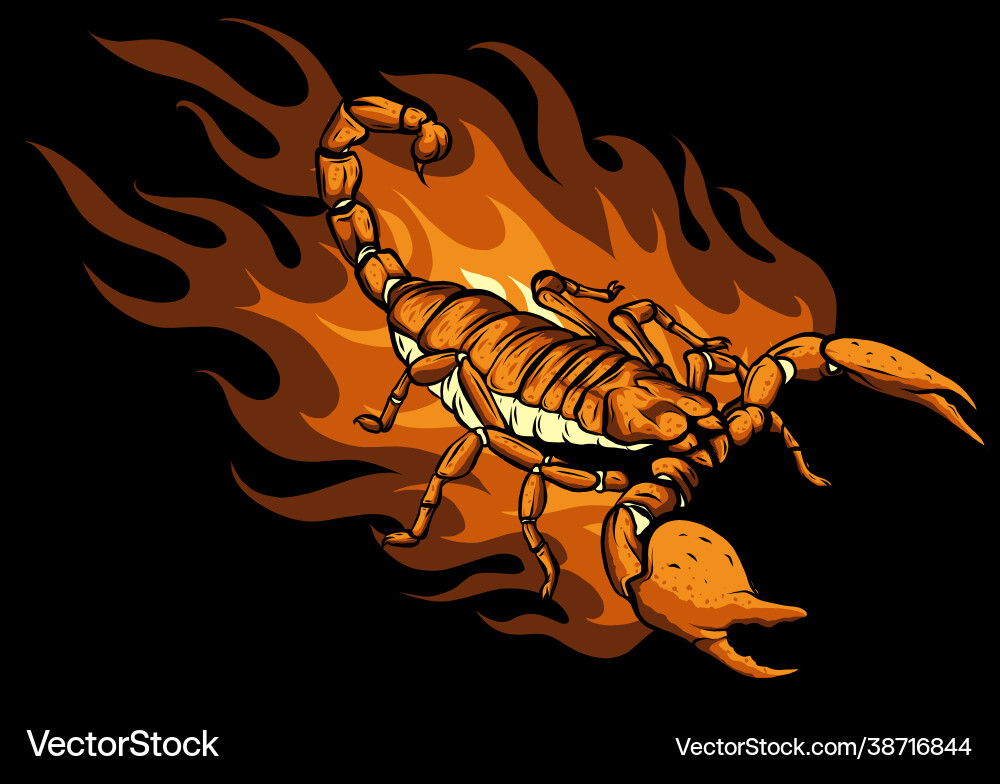 Cartoon Scorpion with Flames Royalty Free Vector Image