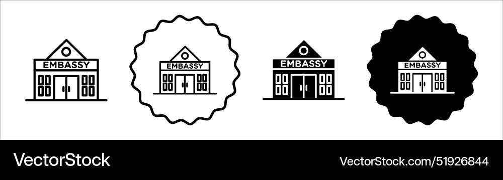 Embassy icon symbol set collection simple Vector Image
