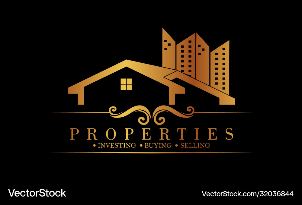 Golden Real Estate Logo Collection Royalty Free Vector Image