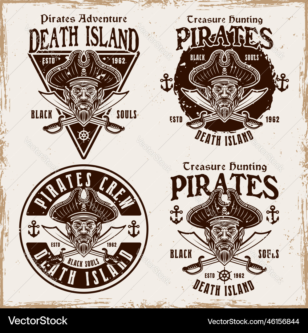 Pirates set of emblems in vintage style Royalty Free Vector