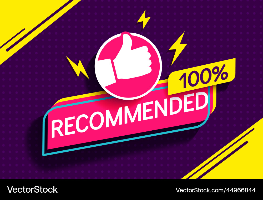 Recommend banner with thumb up emblem Royalty Free Vector