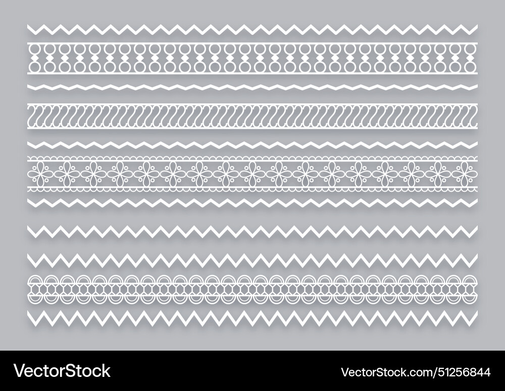 Set of handmade lacy pattern border banner Vector Image
