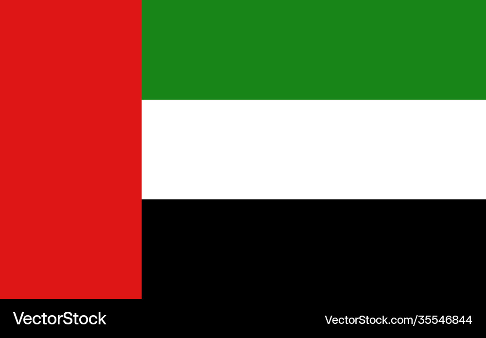 Uae national flag in exact proportions Royalty Free Vector