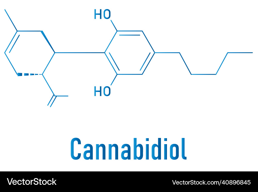 Cannabidiol or cbd cannabis molecule formula Vector Image