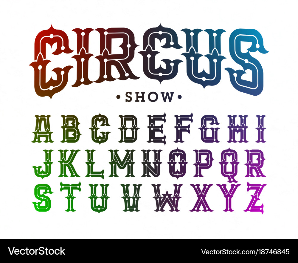 Circus style vintage font Royalty Free Vector Image