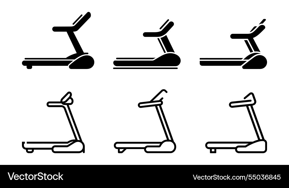 Different treadmill isolated white background Vector Image
