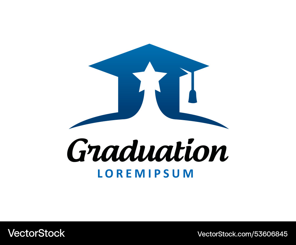 Graduation hat and star logo symbol or icon templa