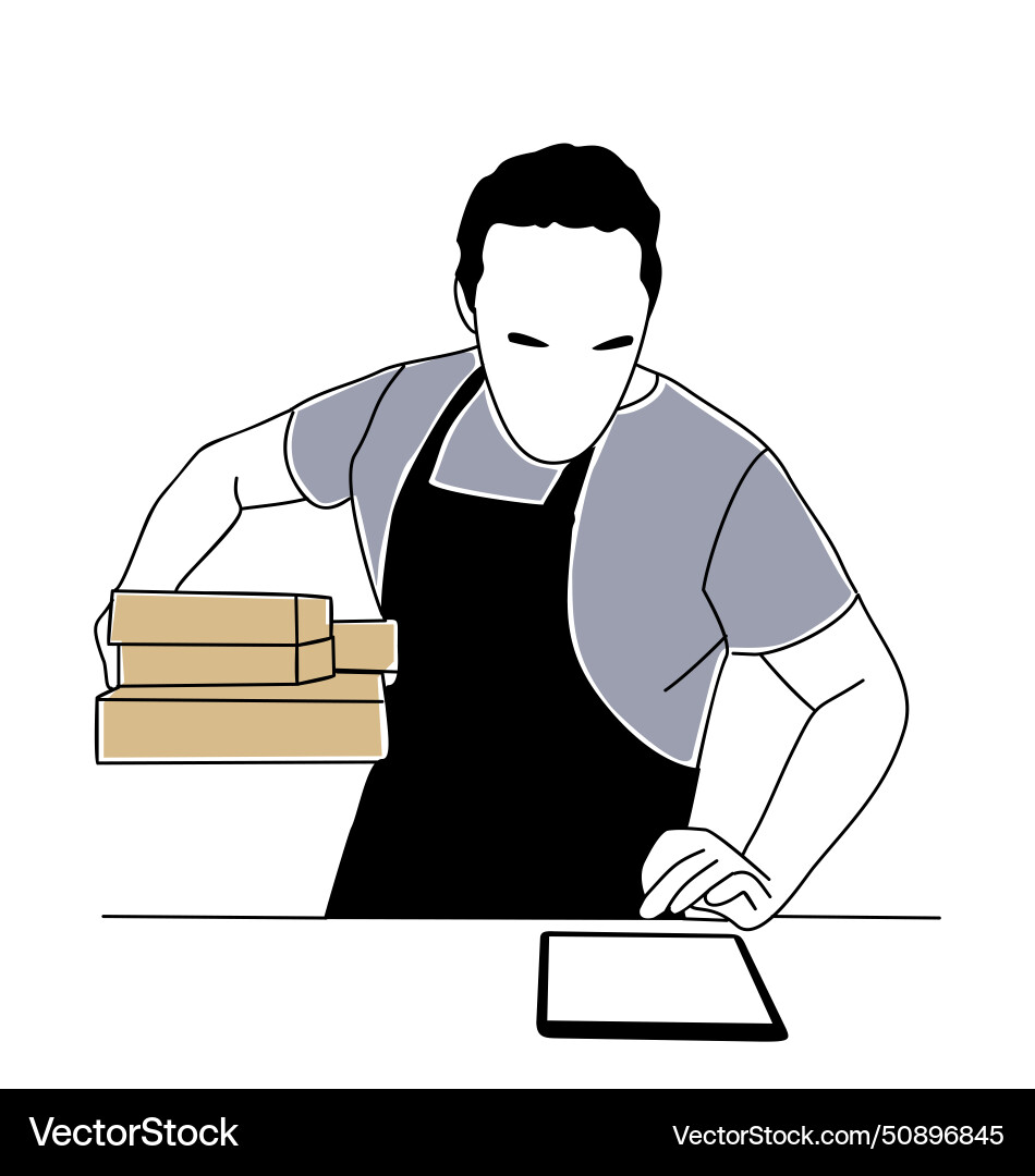 Small business owner packaging orders art Vector Image