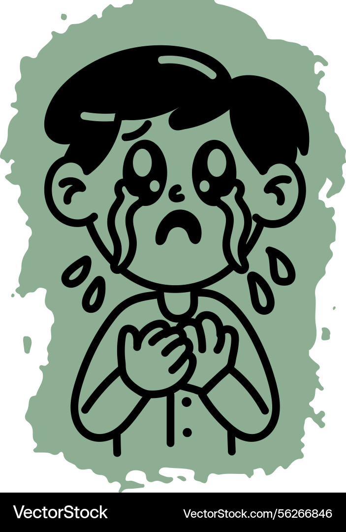 A character crying hard hand drawn icon Royalty Free Vector