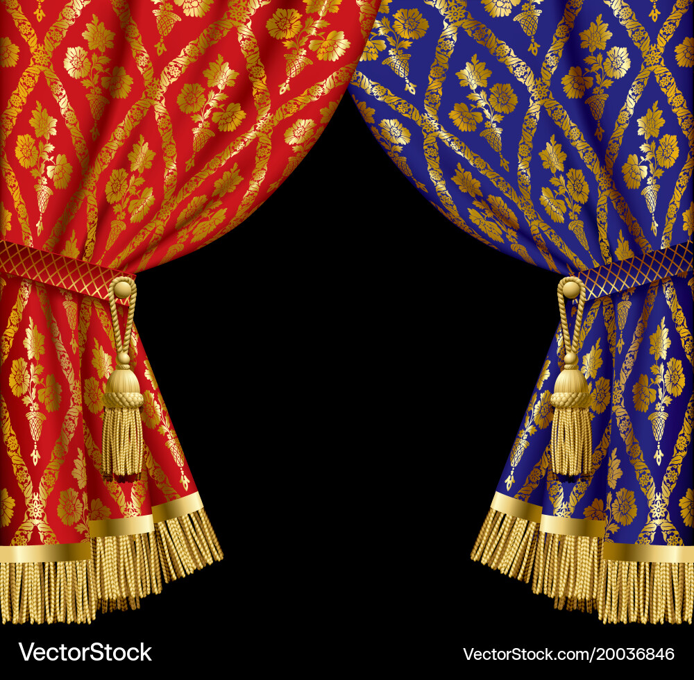 Blue and red drapes Royalty Free Vector Image - VectorStock