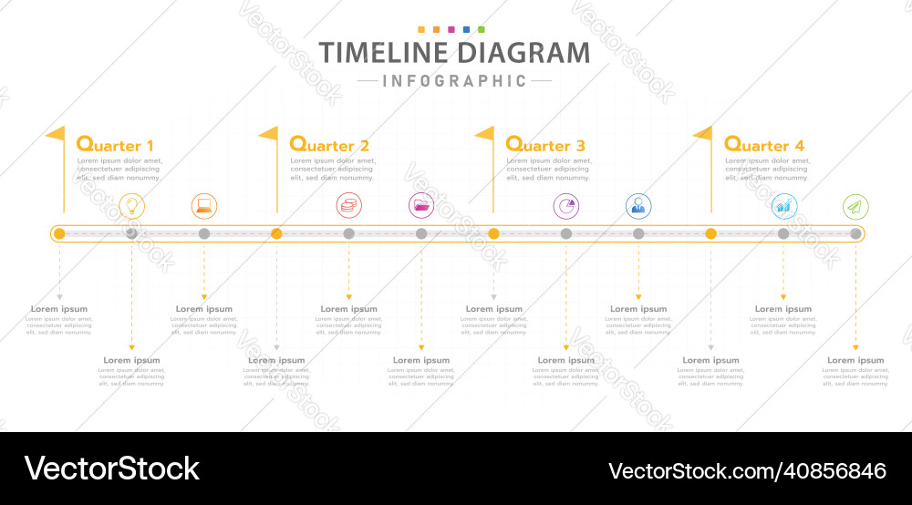 Infographic timeline gantt chart in yellow tones Vector Image