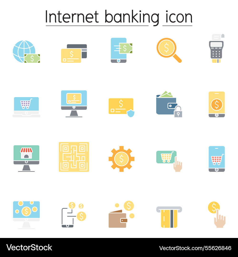 Internet banking icon set Royalty Free Vector Image