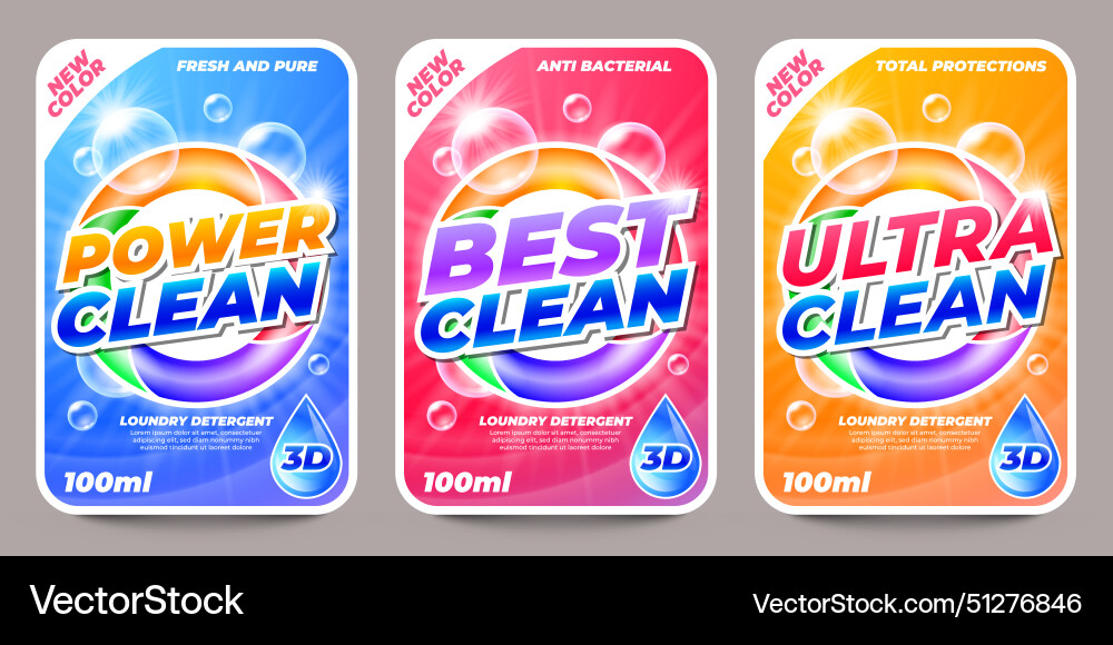 Laundry detergent stickers washing powder Vector Image
