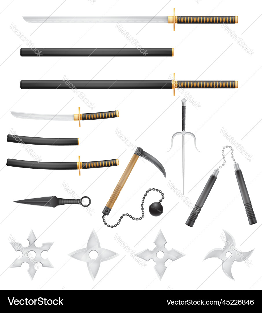 Ninja weapon japanese warrior assassin Royalty Free Vector