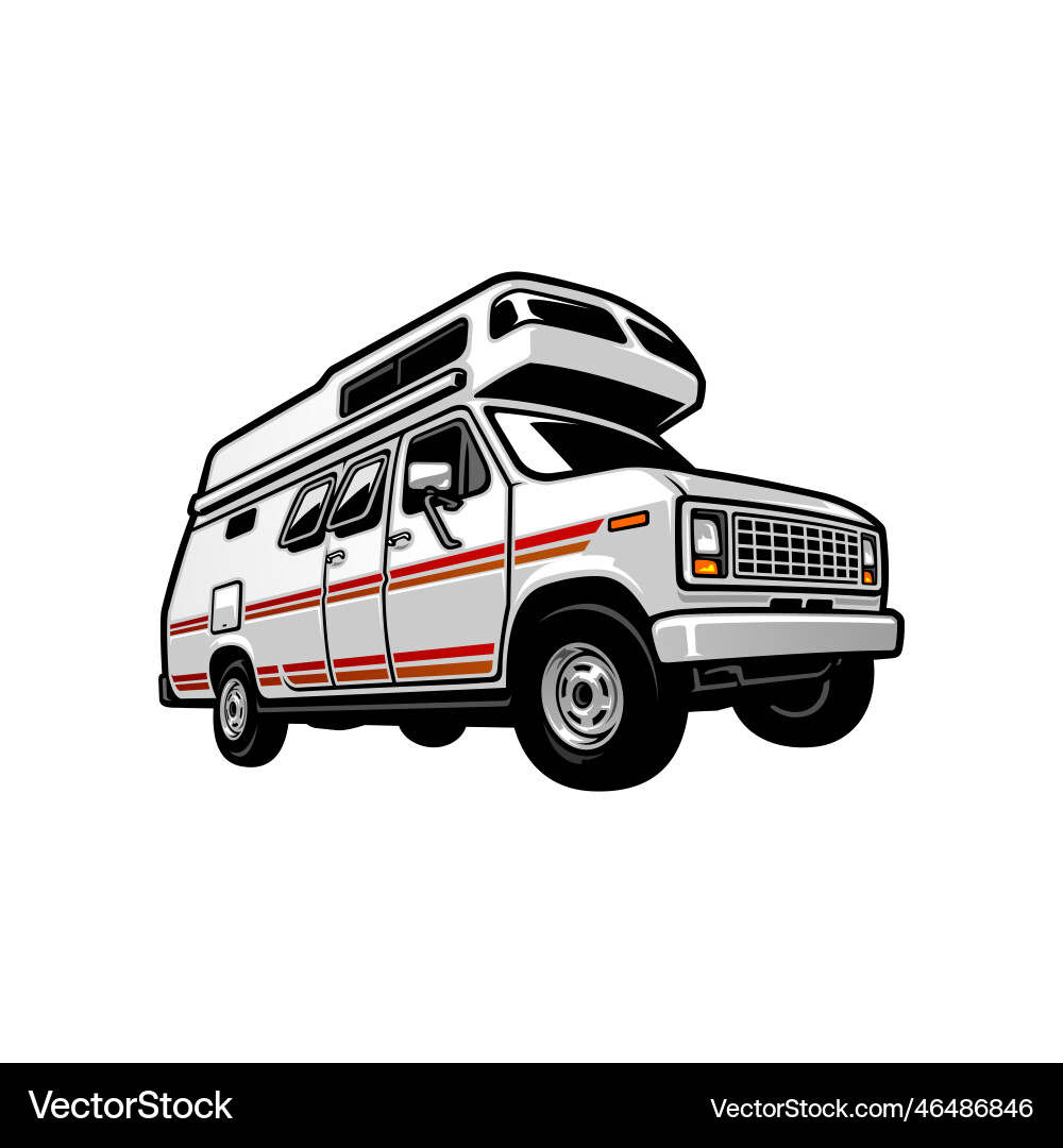 Old retro camper car logo Royalty Free Vector Image