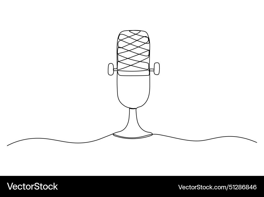 One line mic outline continuous simple art Vector Image