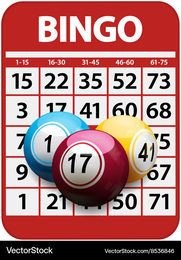 Red Bingo Card with 3D Balls Royalty Free Vector Image
