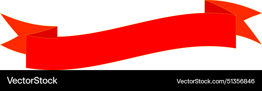 Red with golden bow wave shape ribbon banner Vector Image