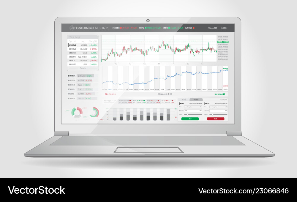 Stock Exchange Trading Dashboard Royalty Free Vector Image