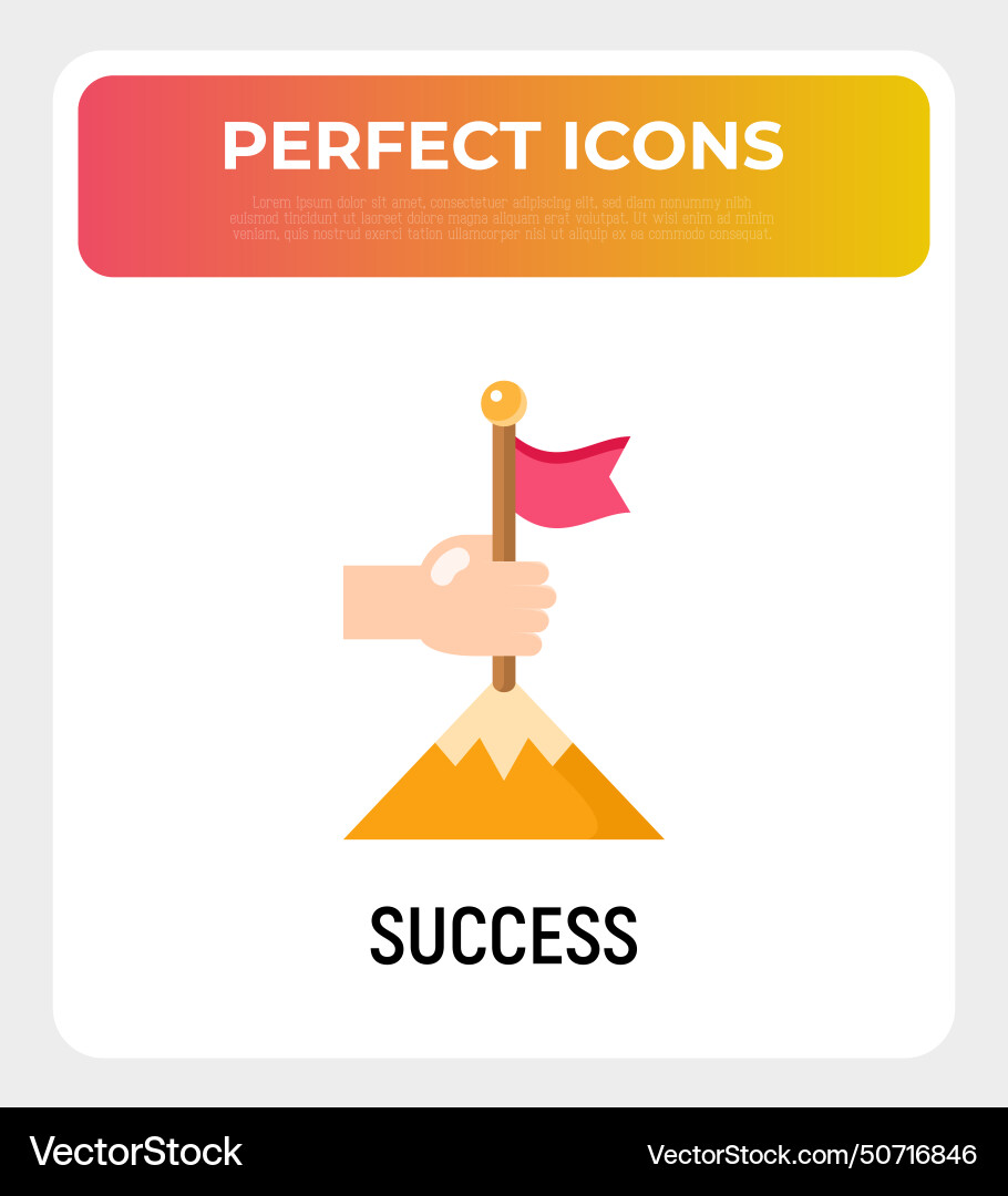 Success flat icon human hand puts flag Royalty Free Vector