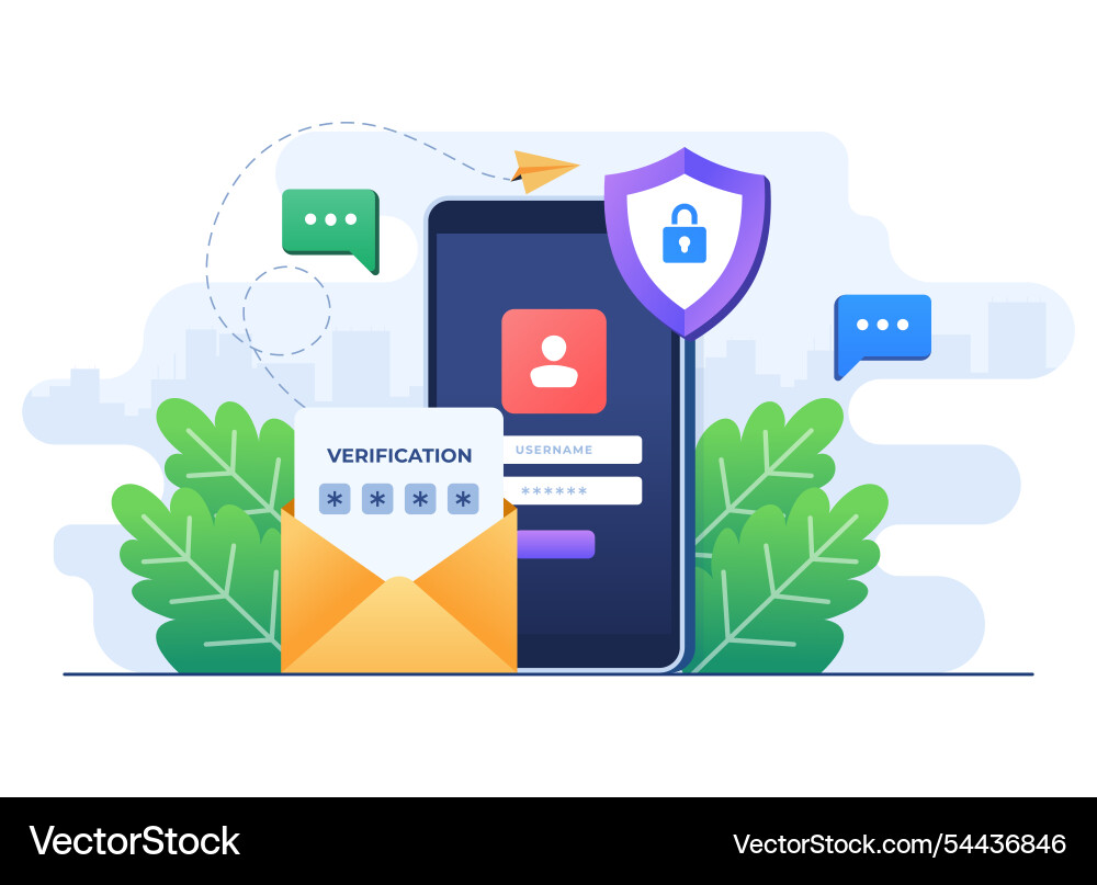 Two-step verification flat template otp Royalty Free Vector