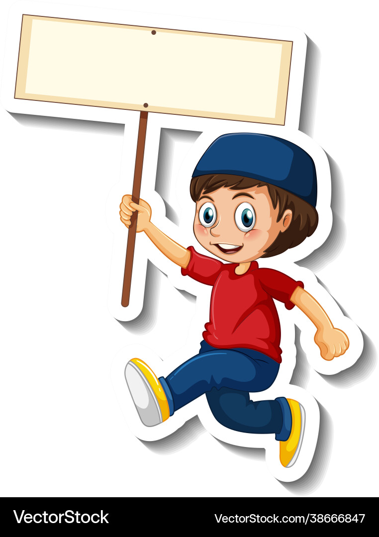 A sticker template with muslim boy holding Vector Image