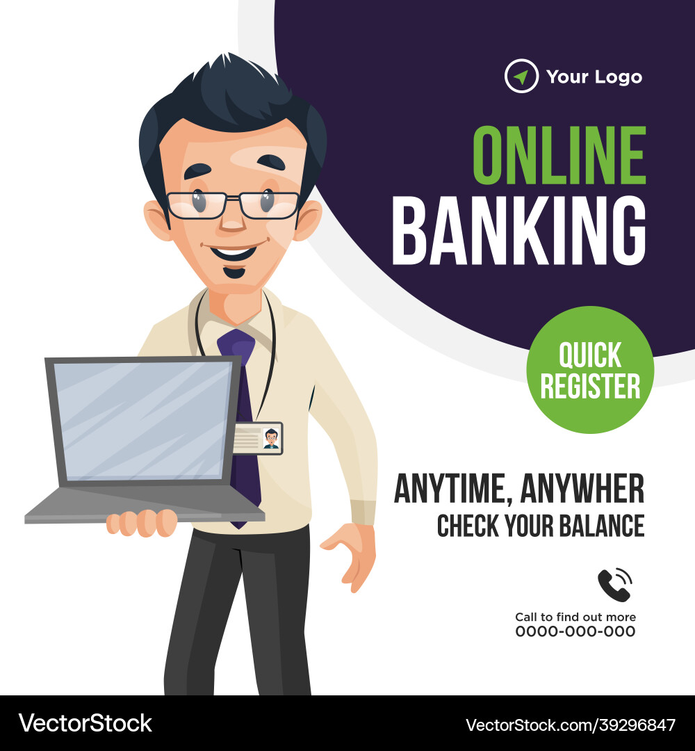 Banner design of online banking Royalty Free Vector Image