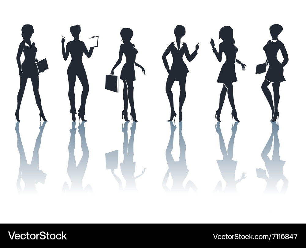 Business woman silhouettes set Royalty Free Vector Image