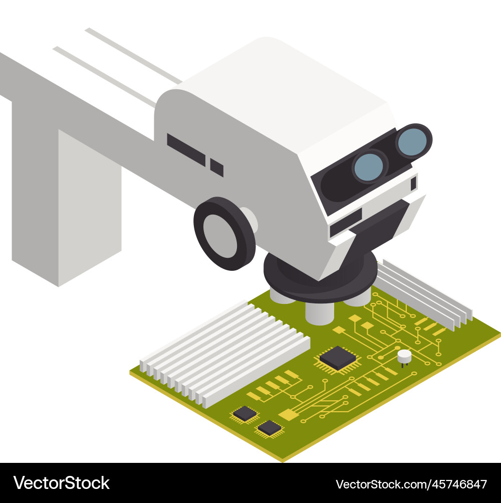 Chip pcb microscope composition Royalty Free Vector Image