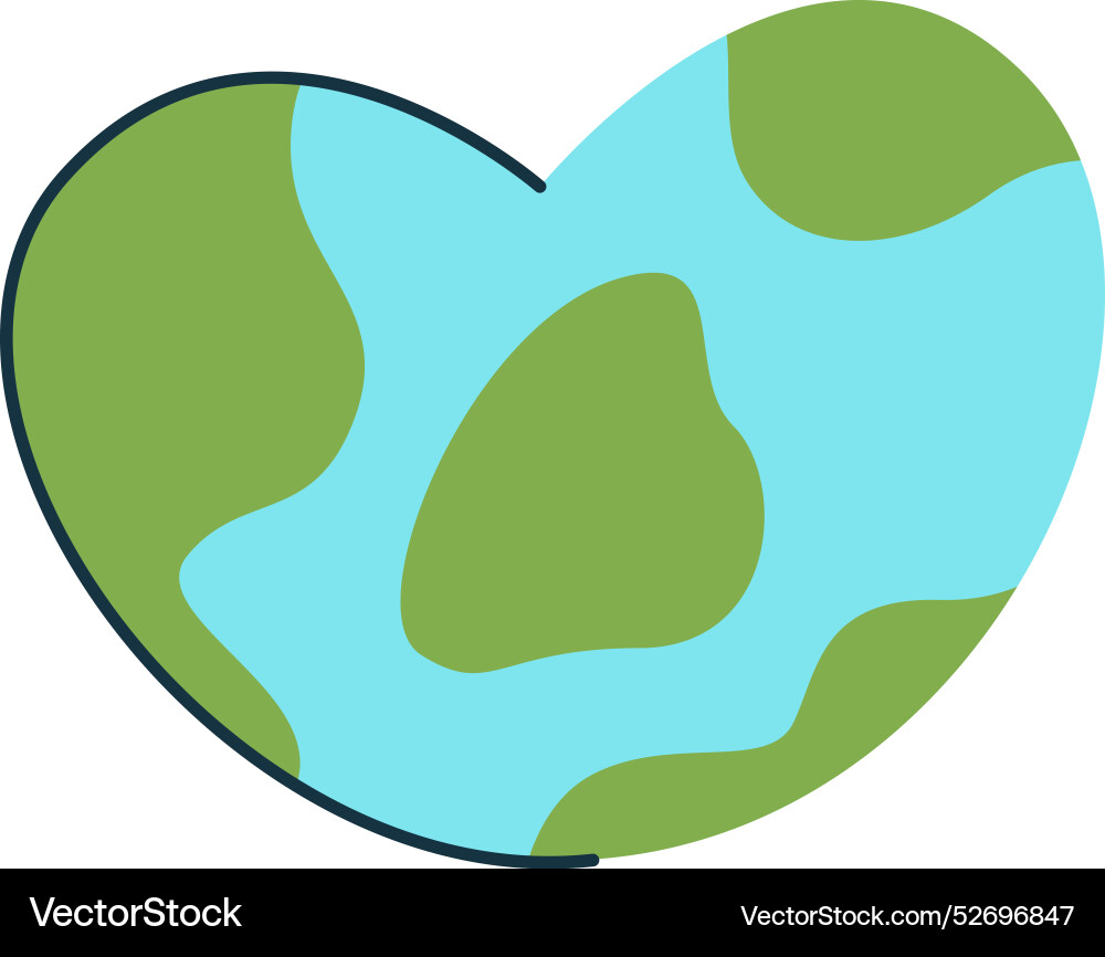 Earth heart ecology sticker Royalty Free Vector Image