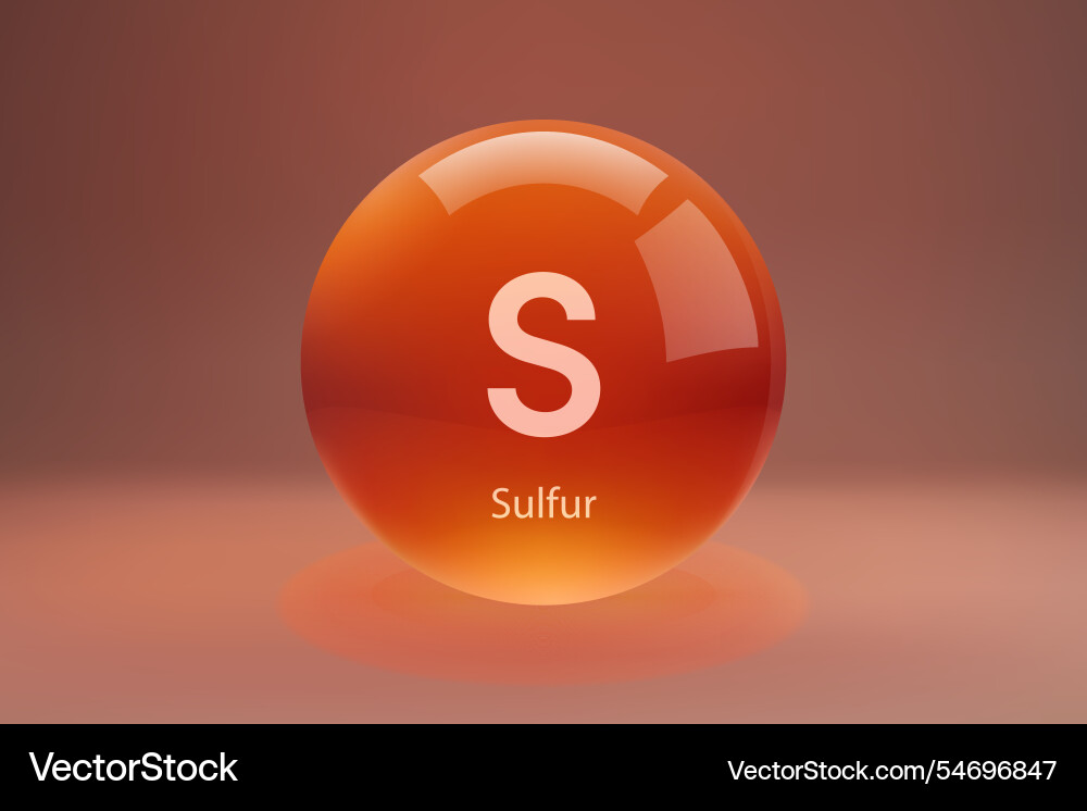 Glossy sphere with sulfur symbol Royalty Free Vector Image