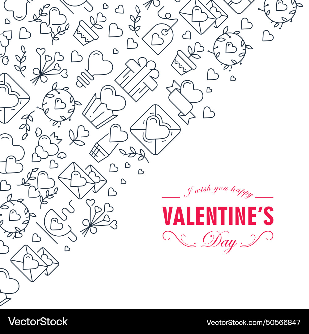 Happy valentines day white background with flat Vector Image