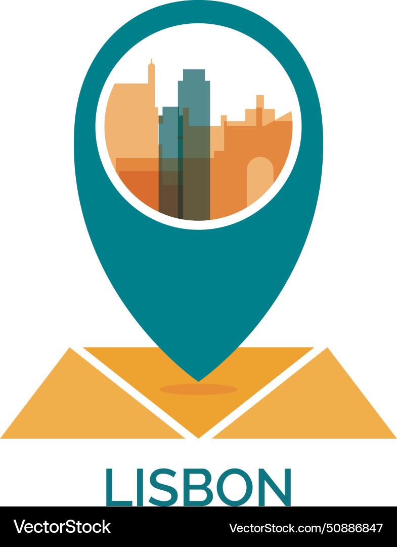 Lisbon City Map Pin Icon Royalty Free Vector Image