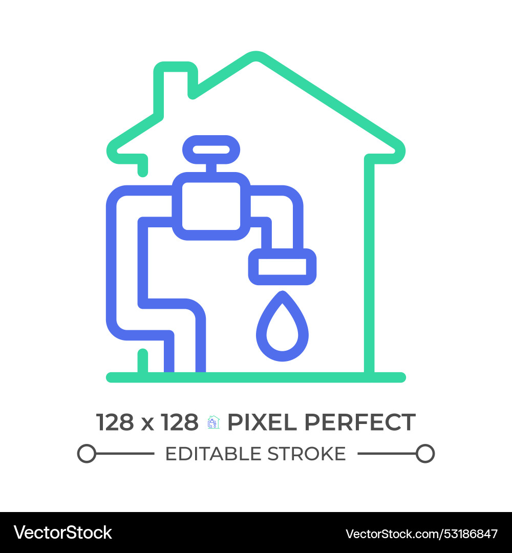 Water supply two color line icon Royalty Free Vector Image