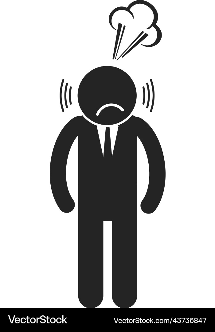 Work stress icon frustrated businessman angry Vector Image