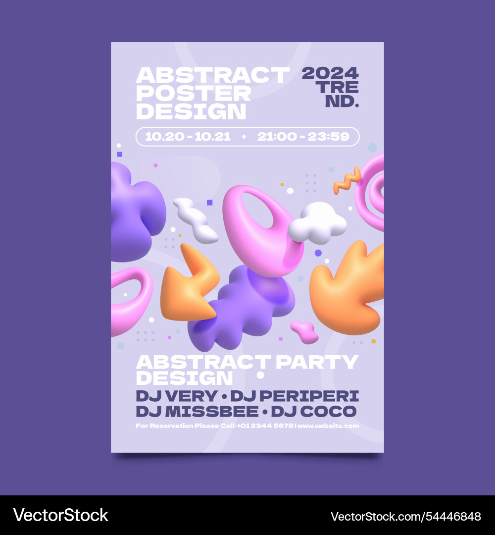 Abstract 2024 trend party poster design Royalty Free Vector