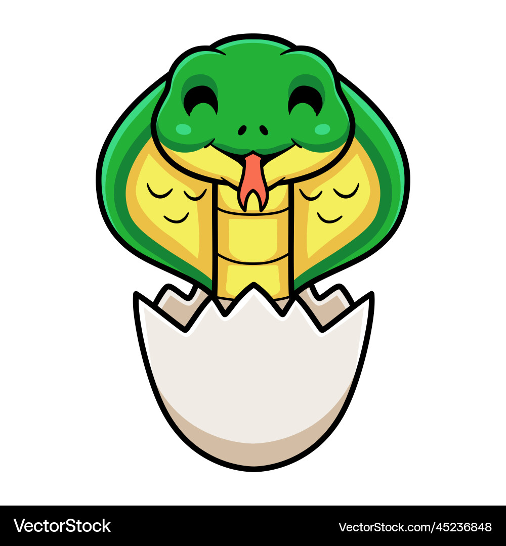 Cute little cobra snake cartoon inside an egg Vector Image