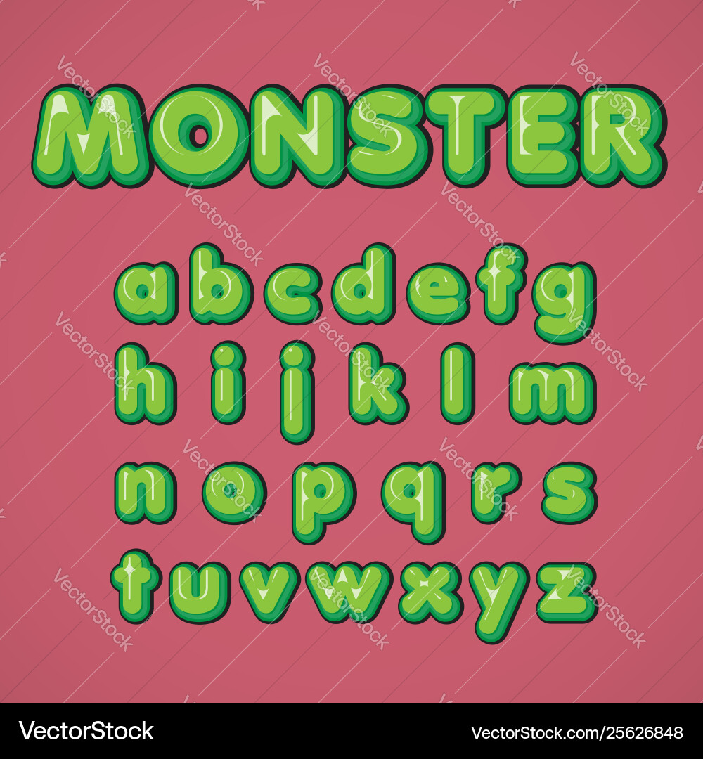 Green comic character set from a typeset Vector Image