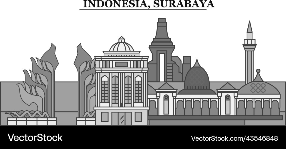 Indonesia surabaya city skyline isolated Vector Image
