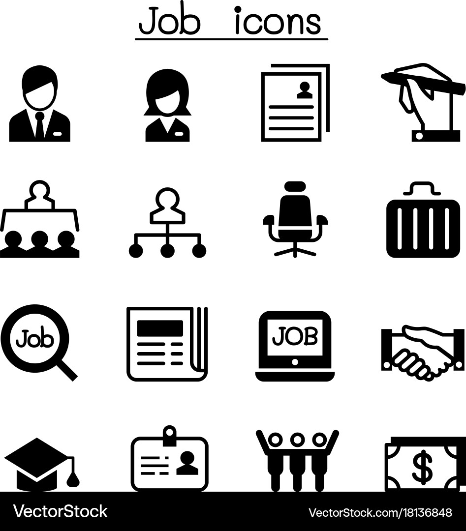 Job employment icon set Royalty Free Vector Image