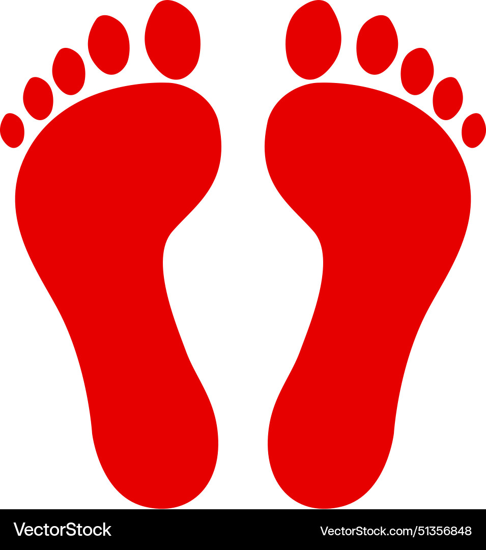 Red footprints icon nude symbol Royalty Free Vector Image