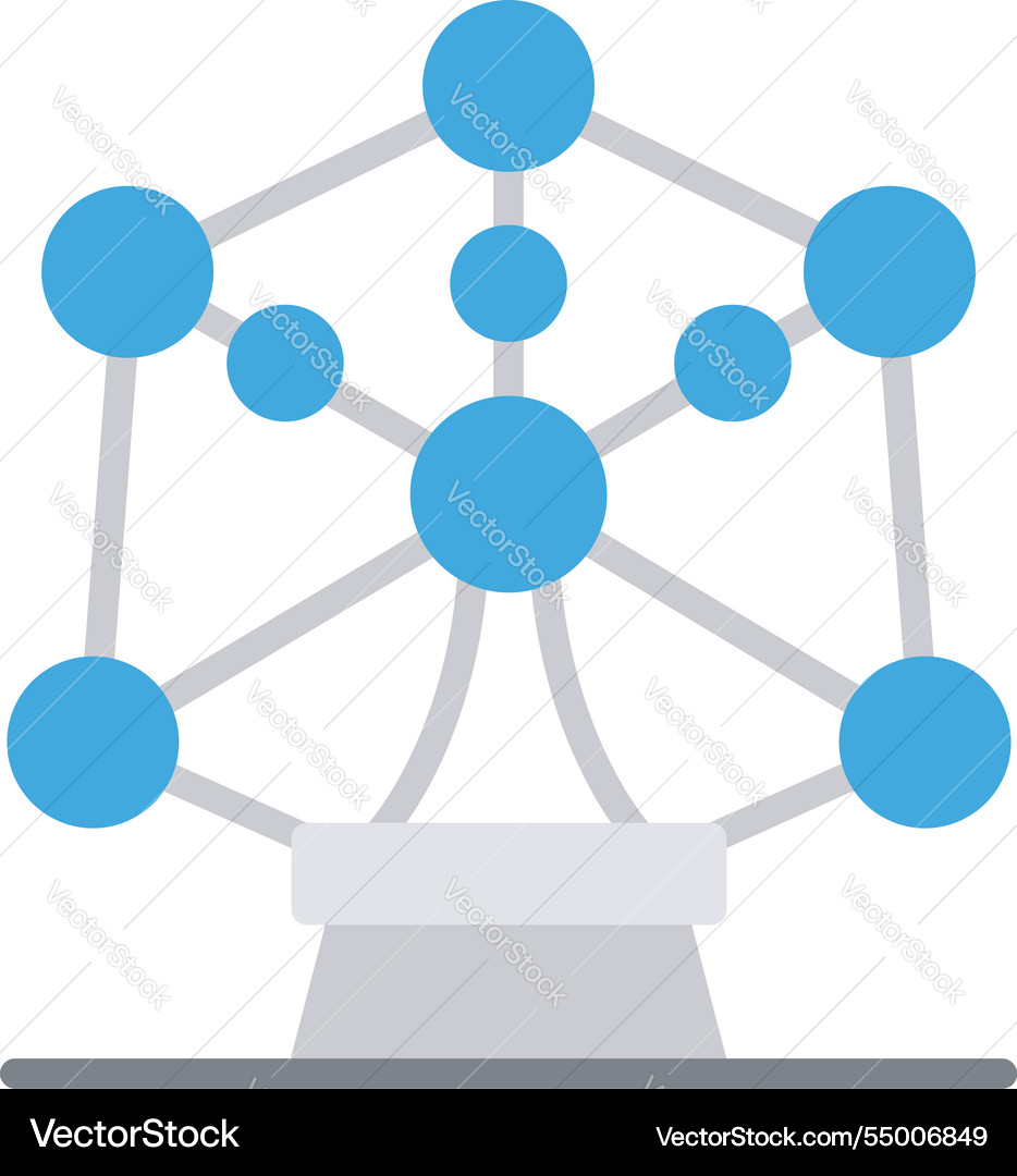 Atomium flat icon design Royalty Free Vector Image