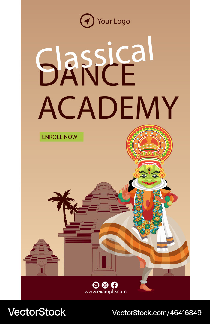 Classical dance academy portrait template Vector Image