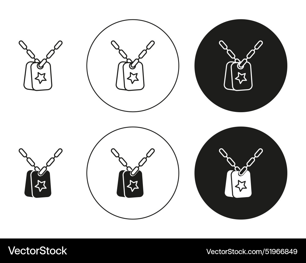 Dog tag flat editable icon mark set Royalty Free Vector