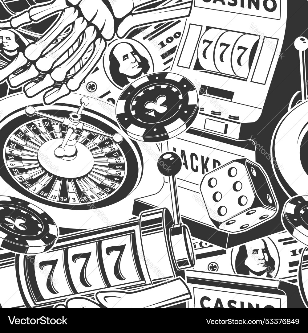 Gambling casino seamless pattern with wheel Vector Image